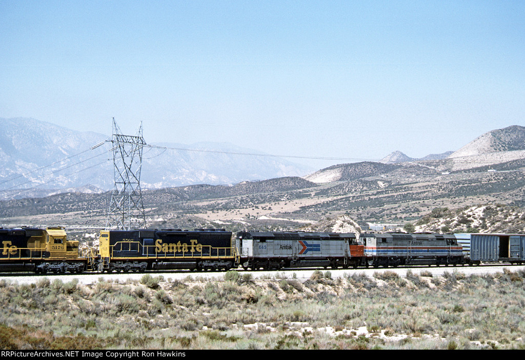 ATSF 5502, AMTK 645, and AMTK 511